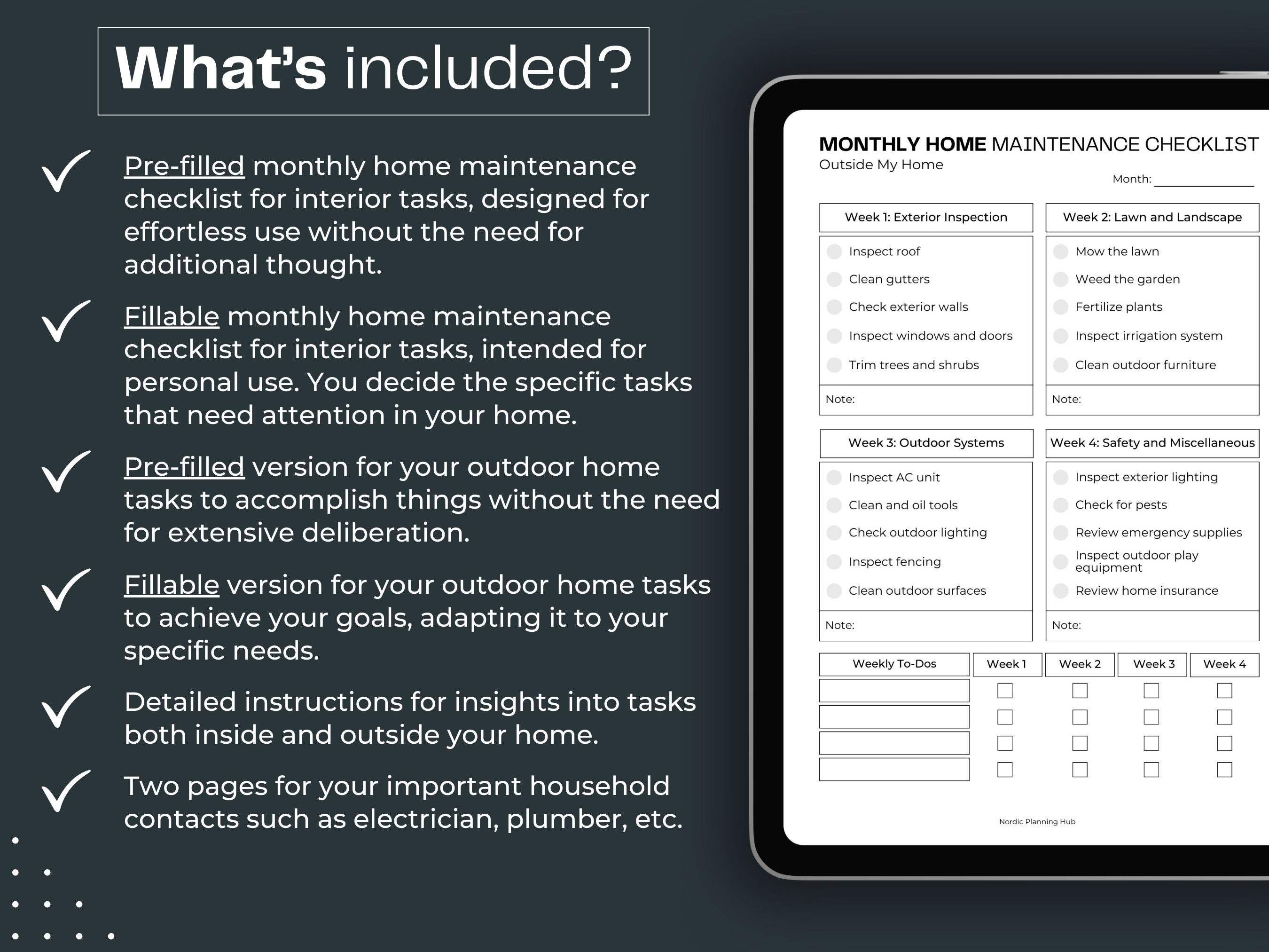 Monthly Home Maintenance Checklist, Fillable Printable PDF (A4, A5 ...