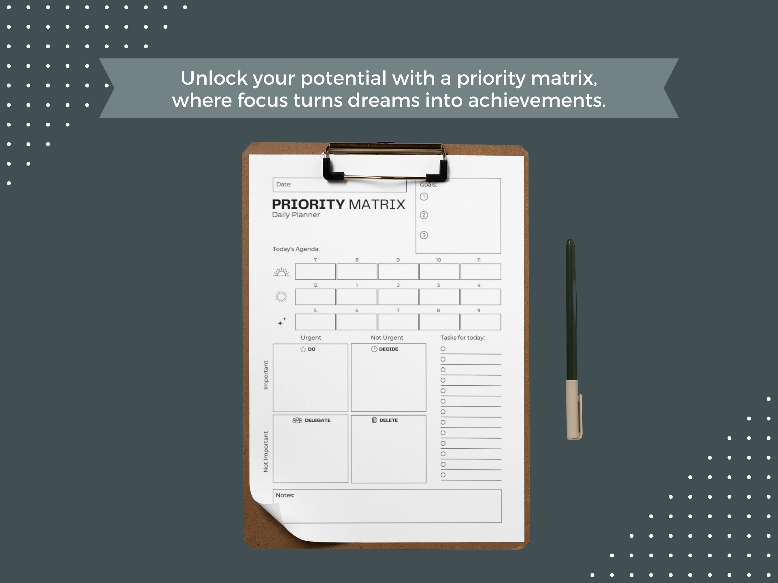 Priority Matrix Eisenhower Matrix Decision Matrix Productivity Planner ...