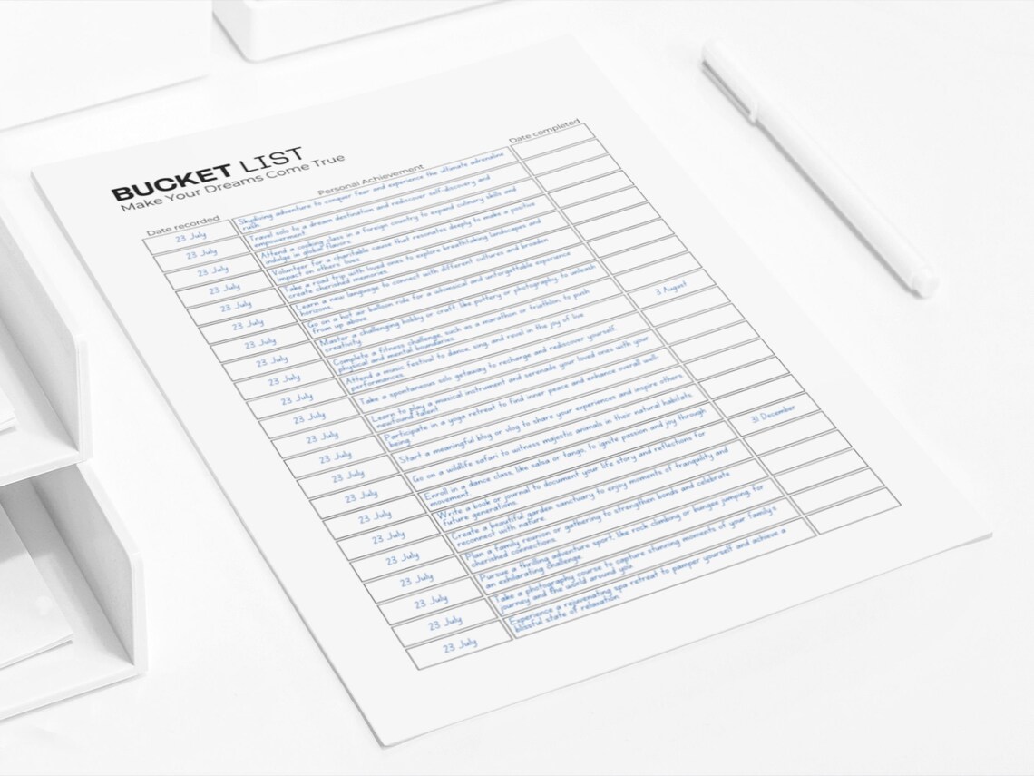 Printable Bucket List Template Travel Bucket List Fillable PDF - Etsy