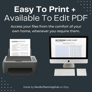 Bathroom Chore Chart Printable Adult Chore Chart Fillable PDF ADHD Help ...