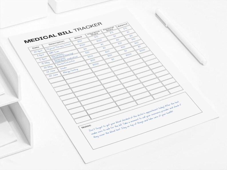 Medical Bill Tracker Printable, Fillable PDF (A4, A5, Letter) - Etsy ...