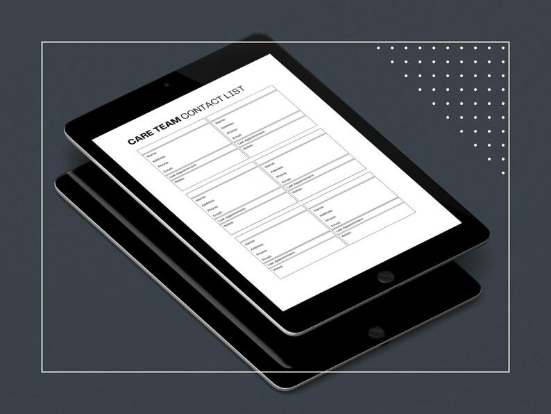 Care Team Contact List Printable, Fillable Medical Binder (PDF) - Etsy
