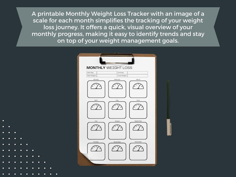 Monthly Weight Loss Tracker Printable, Fillable PDF (A4, A5, Letter) - Etsy
