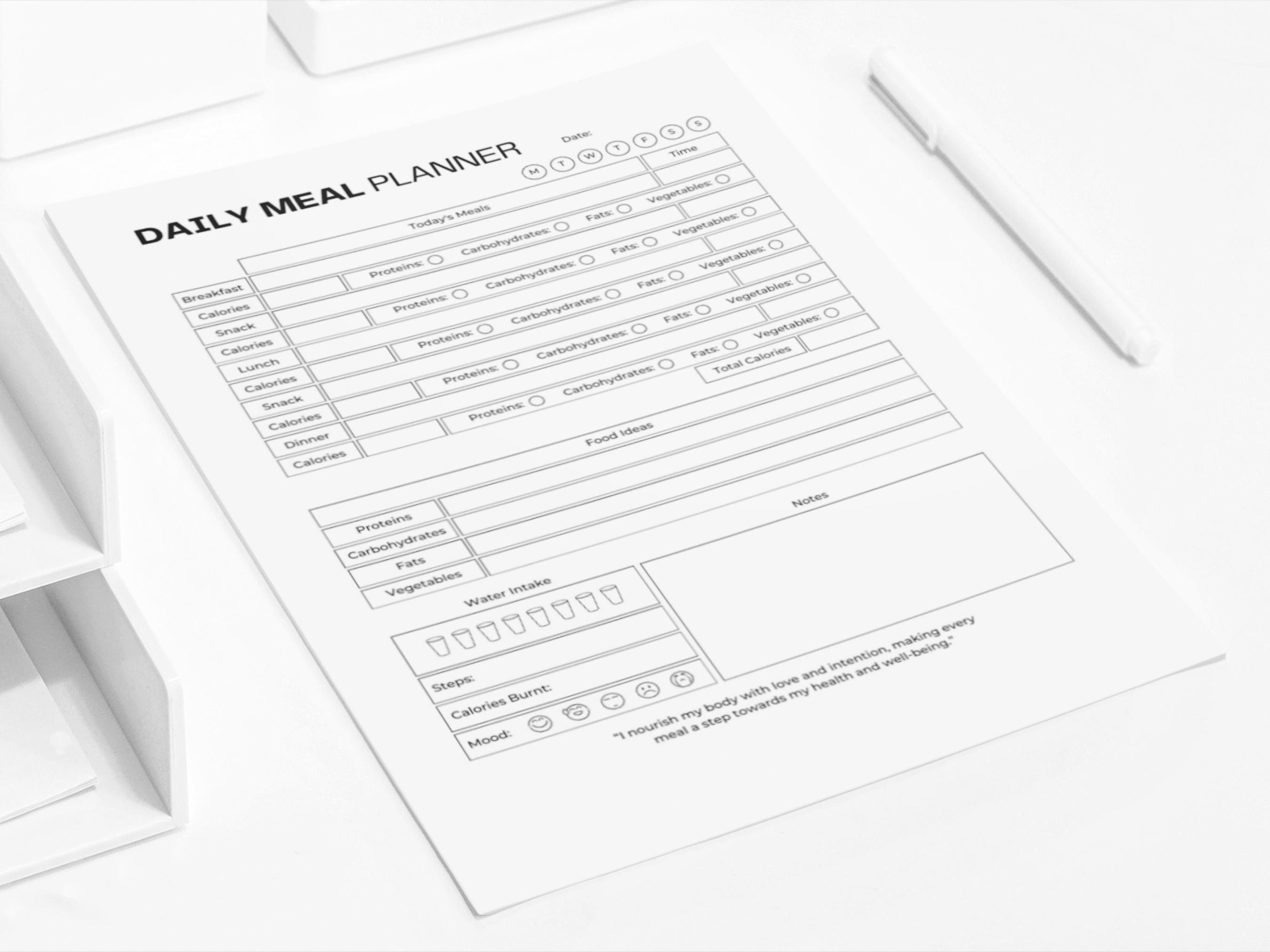 Daily Meal Planner Weight Loss Printable Daily Meal Plan Template ...