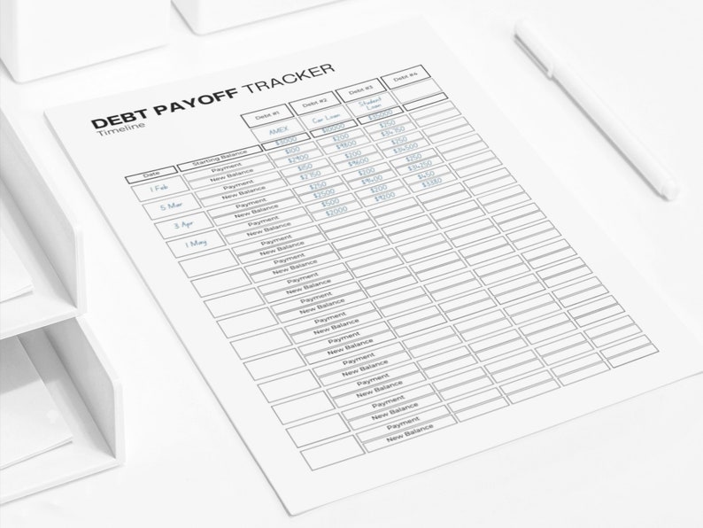 Debt Payoff Tracker Printable Debt Payment Tracker Fillable PDF Financial Planner Debt Payoff ...