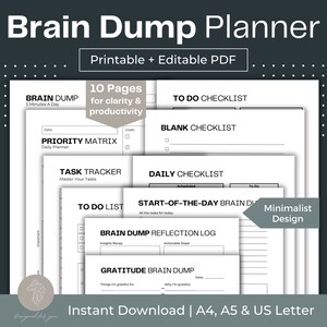 Brain Dump Planner Printable to Do List Digital ADHD Brain Dump Pages ...