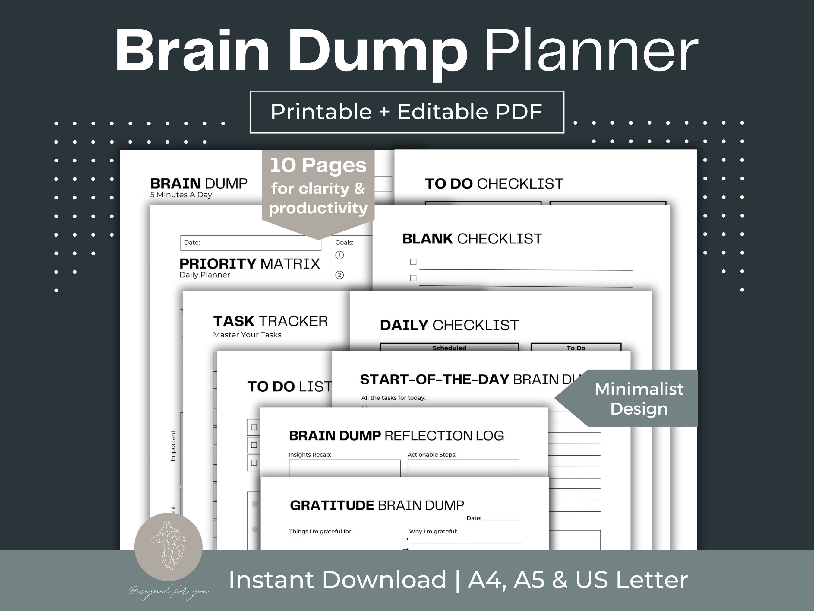 Brain Dump Planner Printable to Do List Digital ADHD Brain Dump Pages ...
