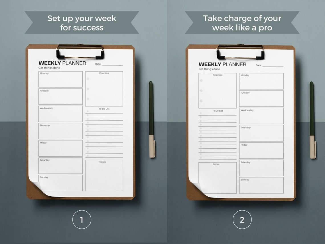 Weekly Planner Printable Weekly Daily Planner Fillable PDF Daily Weekly ...