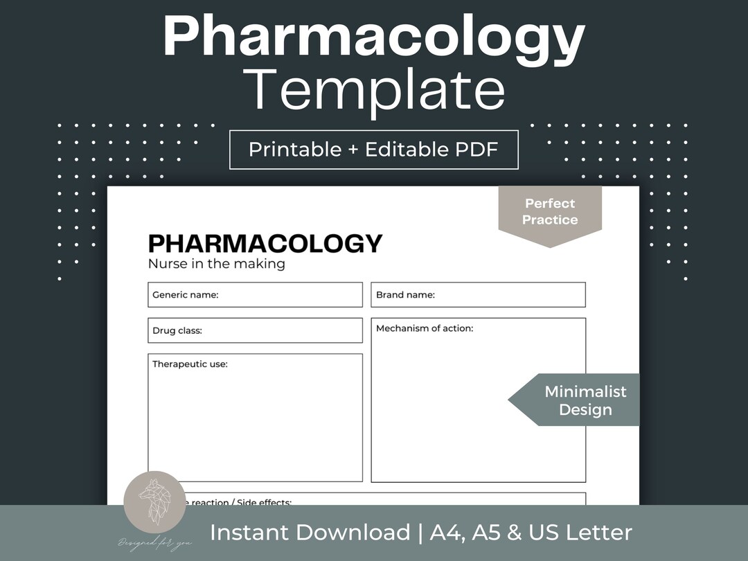 Pharmacology Template Nursing Student Nurse in the Making Pharmacology ...