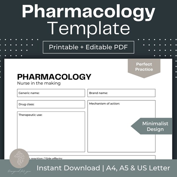 Pharmacology Template - Etsy