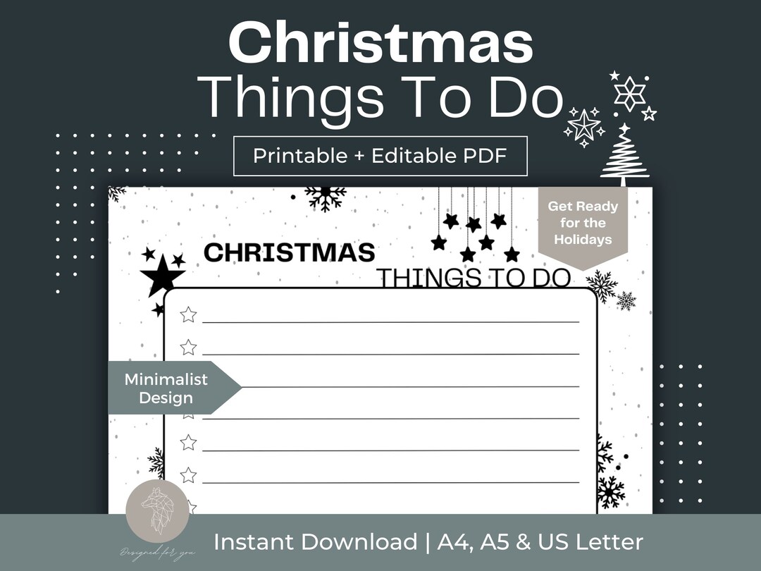 Christmas Things to Do List Printable Minimalist Christmas Checklist ...