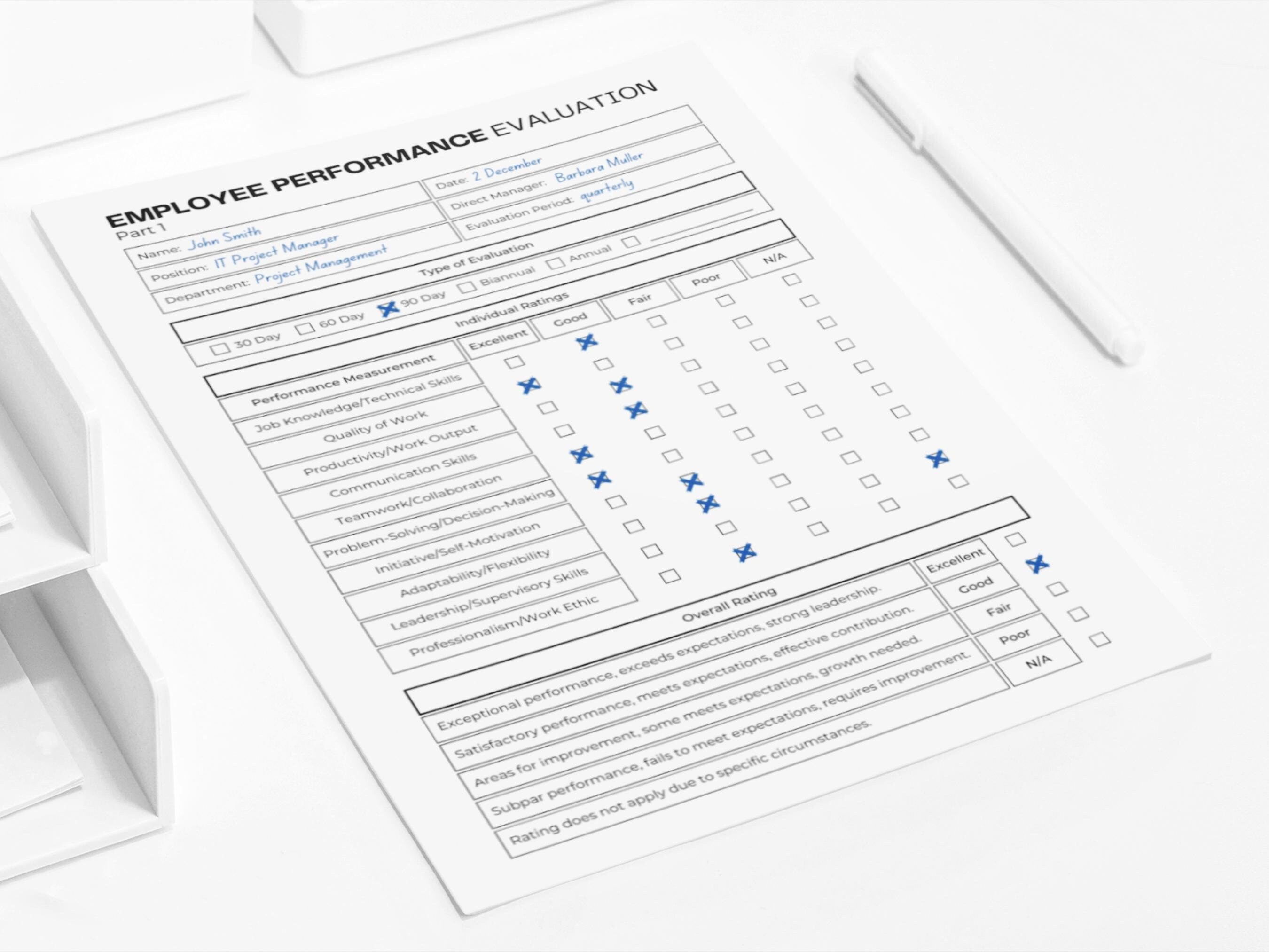 Employee Performance Evaluation Performance Appraisal Human Resource Template Employee