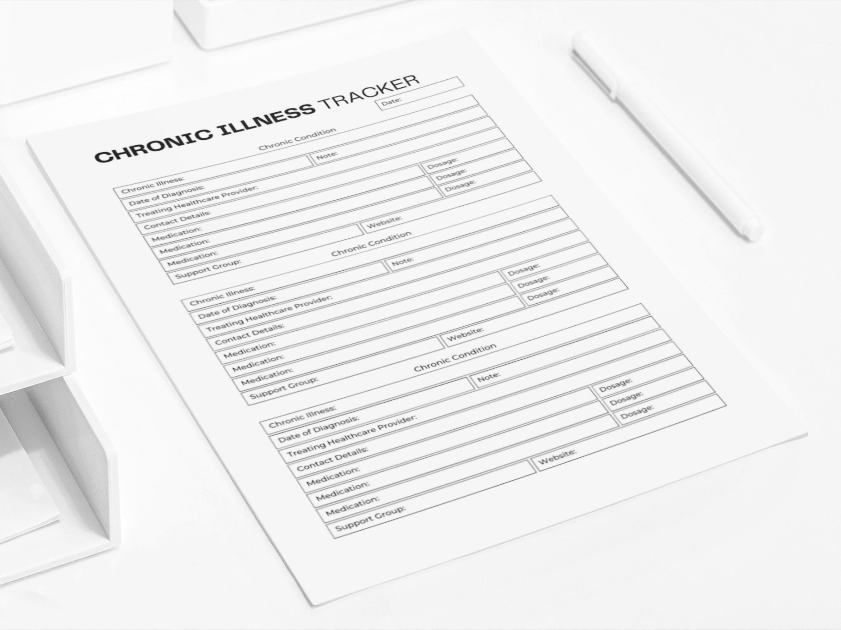 Chronic Illness Tracker Printable for Your Medical Binder Fillable PDF ...