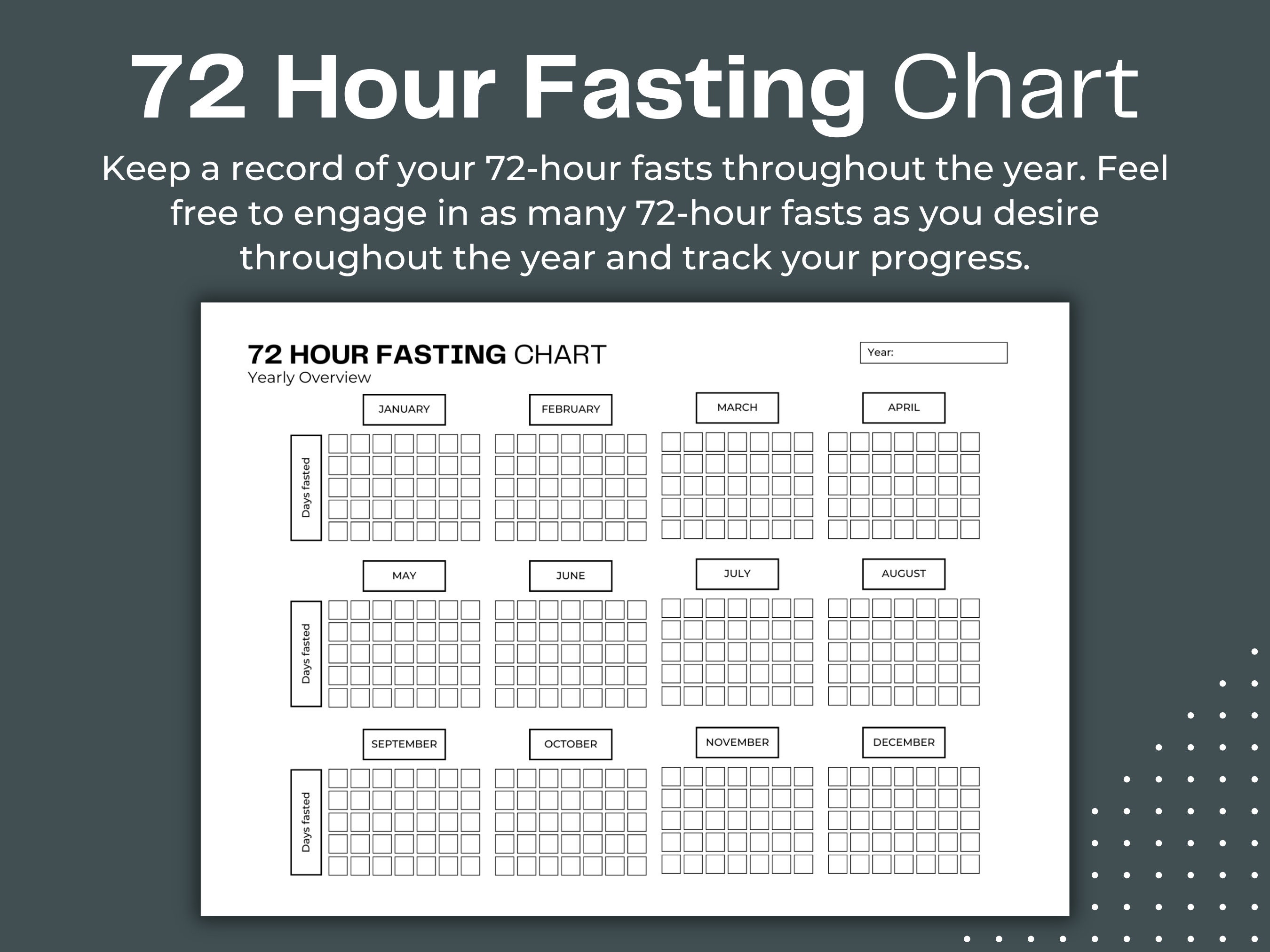 72 Hour Fasting Chart 3 Day Fasting Challenge Fillable Chart Weight ...
