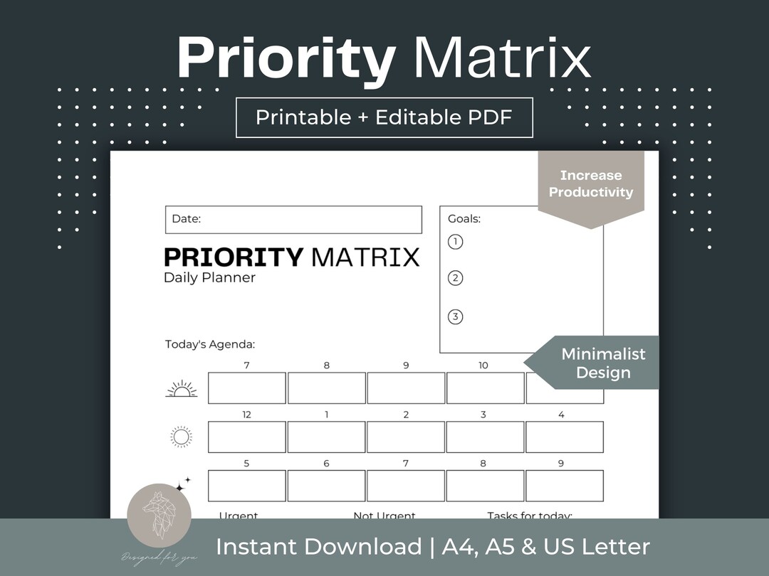 Priority Matrix Eisenhower Matrix Decision Matrix Productivity Planner ...