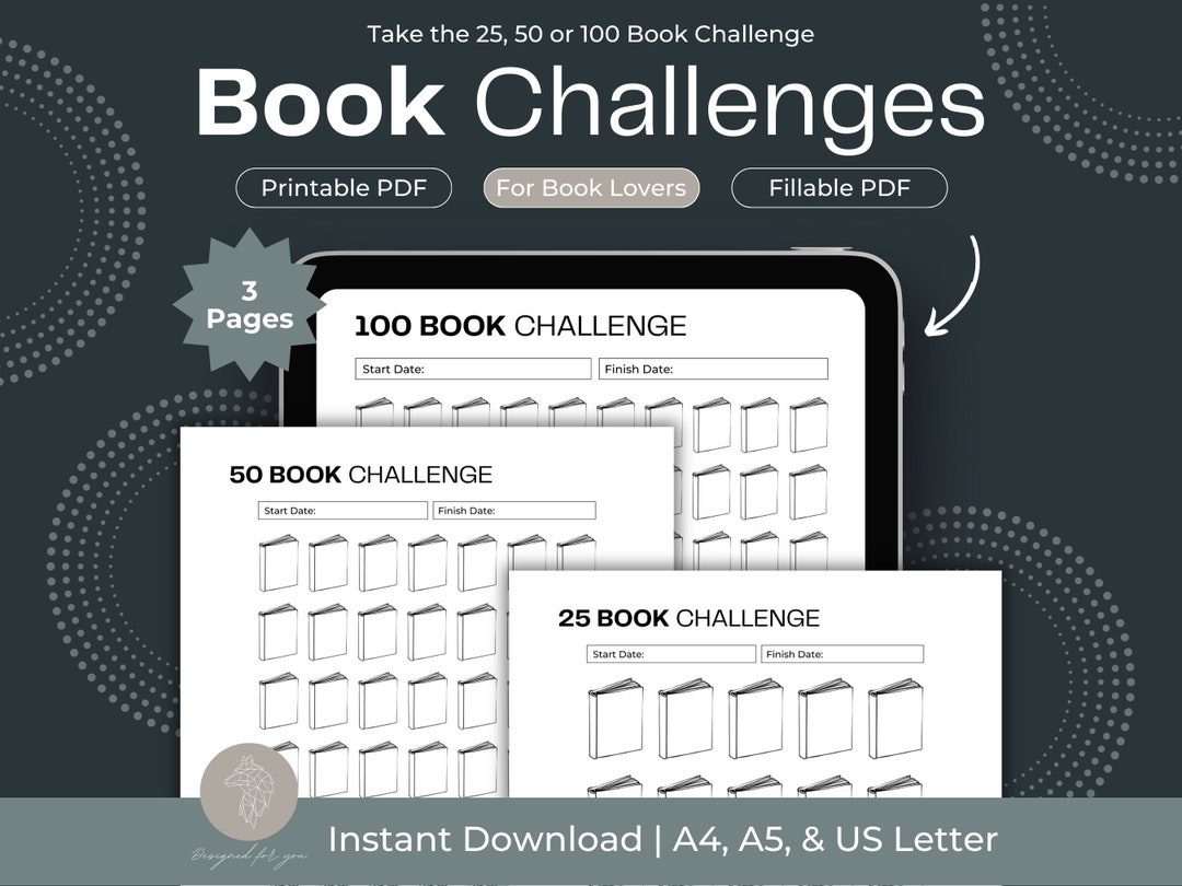 Book Challenge Printable, Book Tracker, Reading Tracker, Book Journal ...