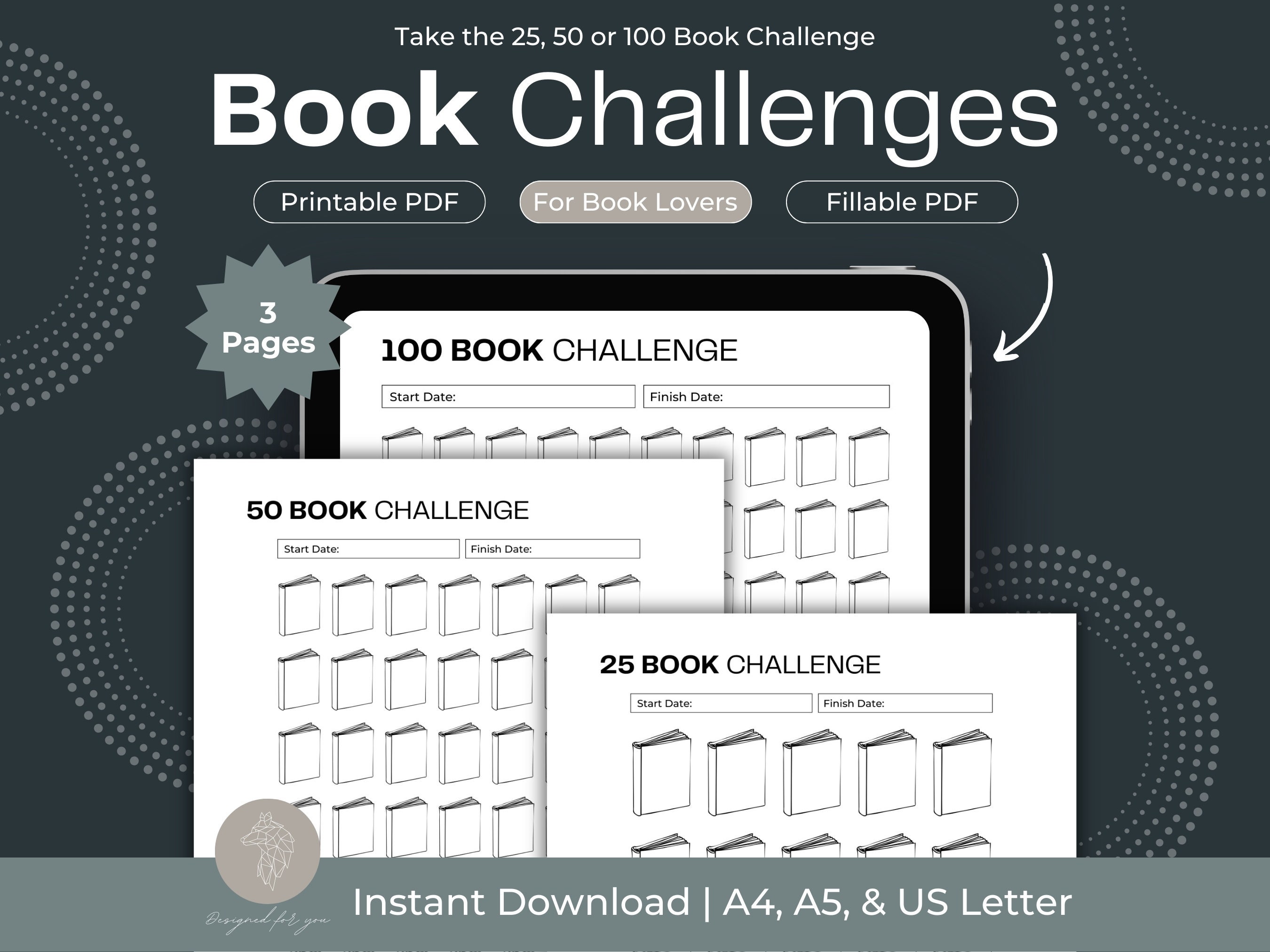 Book Challenge Printable, Book Tracker, Reading Tracker, Book Journal ...