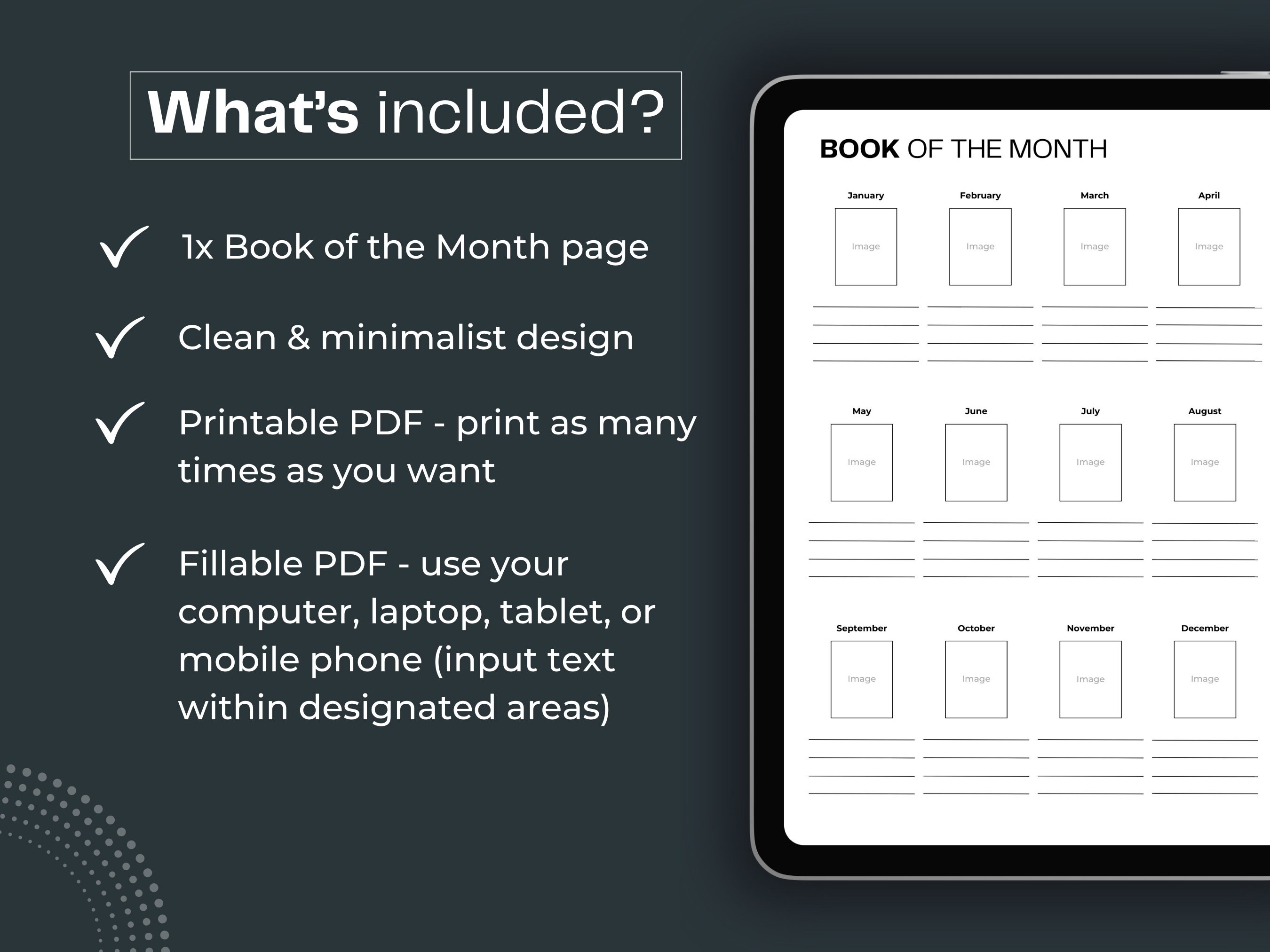 Book of the Month Template, Book Library Template, Reading Journal ...