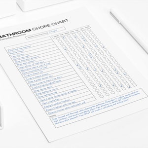 Bathroom Chore Chart Printable Adult Chore Chart Fillable PDF ADHD Help ...