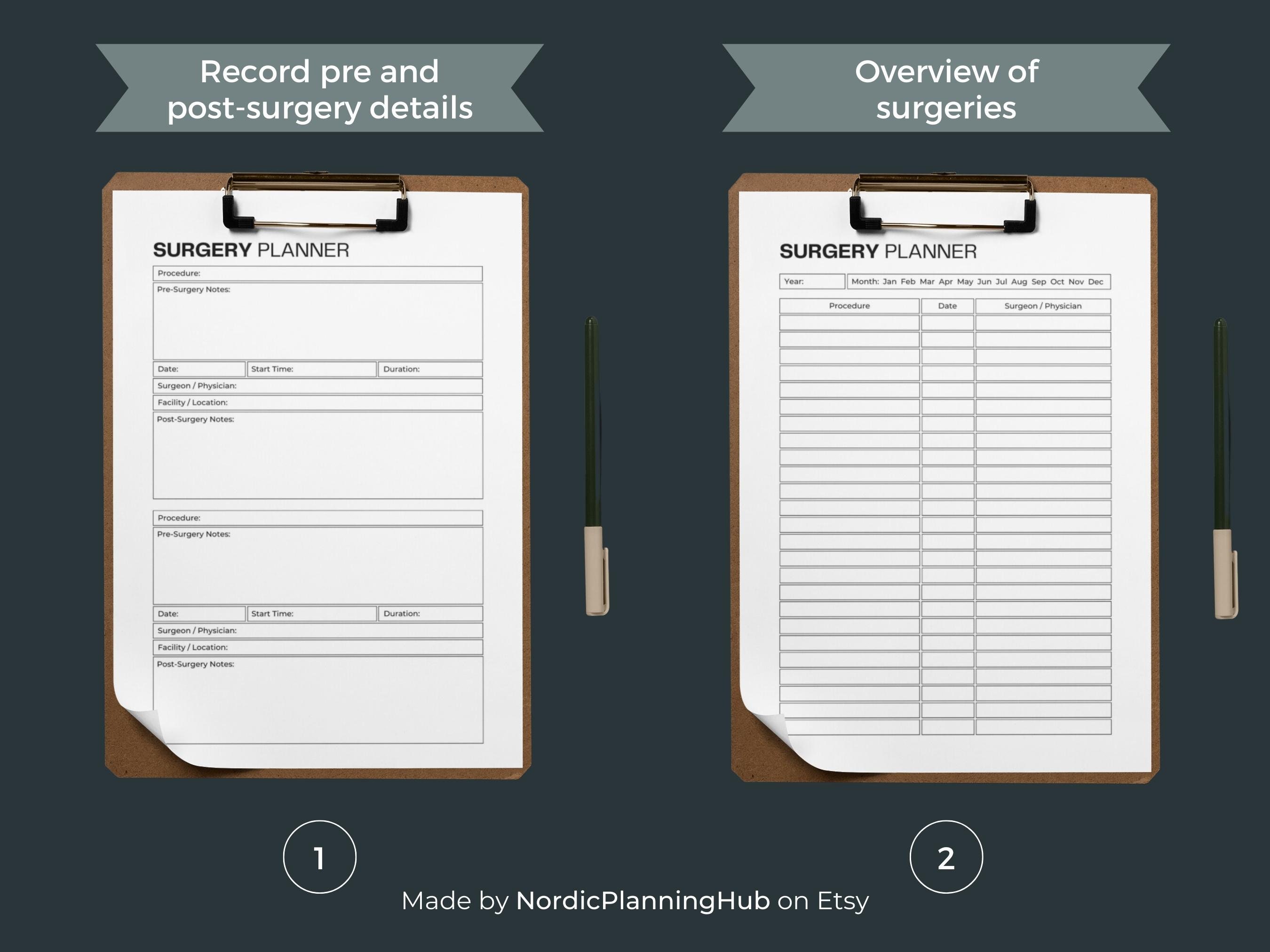 Surgery Planner Printable Procedure Tracker Fillable PDF for Your ...