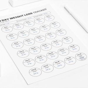 30 Day Weight Loss Tracker Printable 30 Day Challenge Tracker - Etsy