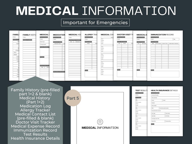 Emergency Binder Printable: Fillable PDF, Home & Medical Info (a4 ...