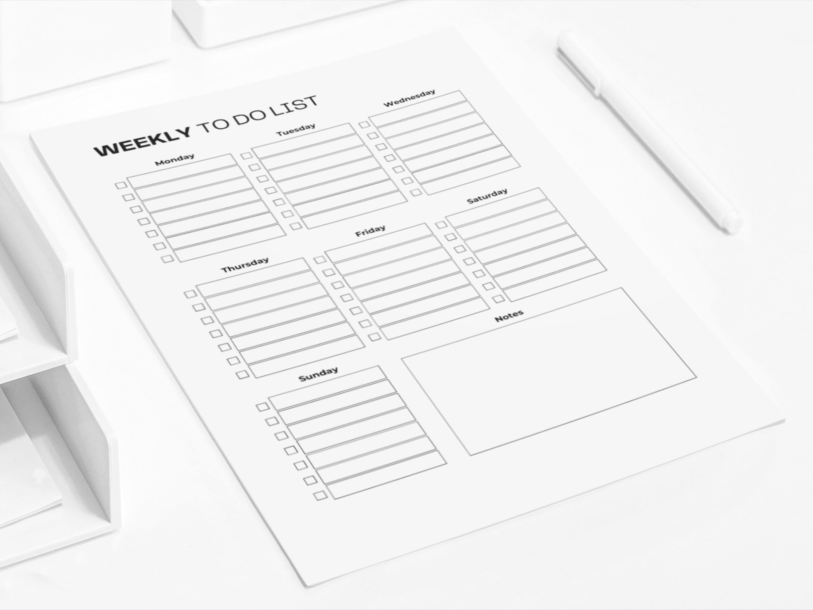 Weekly to Do List Printable Weekly Schedule Fillable PDF Daily Planner ...