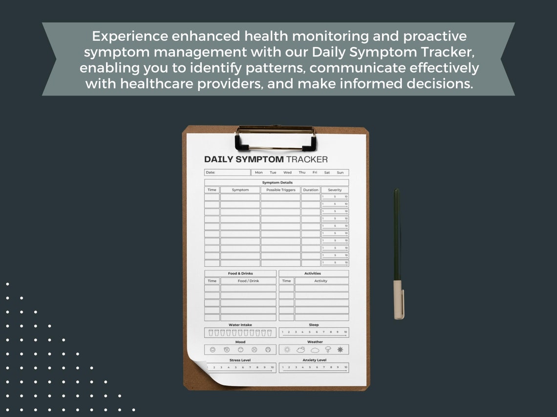 Printable Daily Symptom Tracker Fillable PDF Chronic Illness Tracker ...