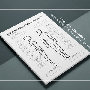 Body Measurement Tracker Printable, Fillable PDF (A4, A5, Letter) - Etsy