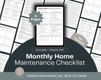 Printable Home Maintenance Checklist - Etsy