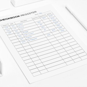 Checkbook Register Printable Transaction Log Fillable PDF Expense ...