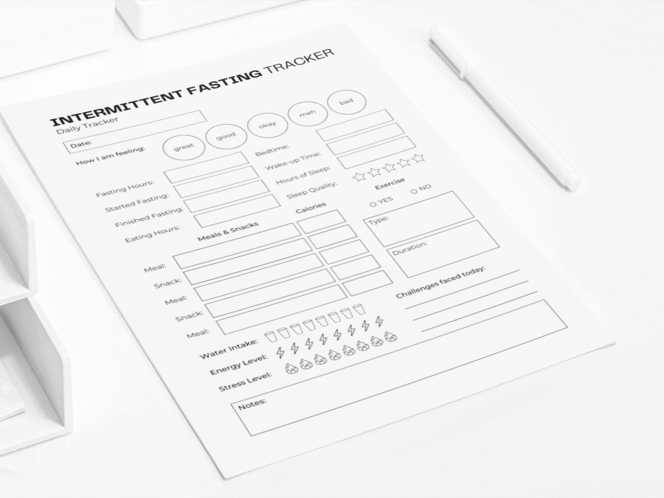 Printable Intermittent Fasting Tracker Fillable PDF Weight Loss Tracker ...