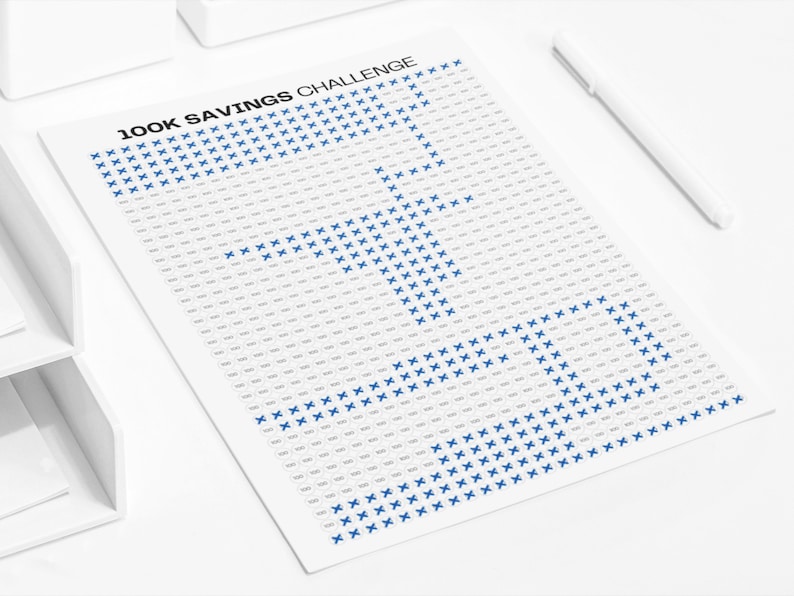 100K Savings Challenge Printable | Minimalist Design (a4/a5/letter PDF ...