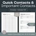 Quick Contacts & Important Contacts Printable Child Custody Planner ...