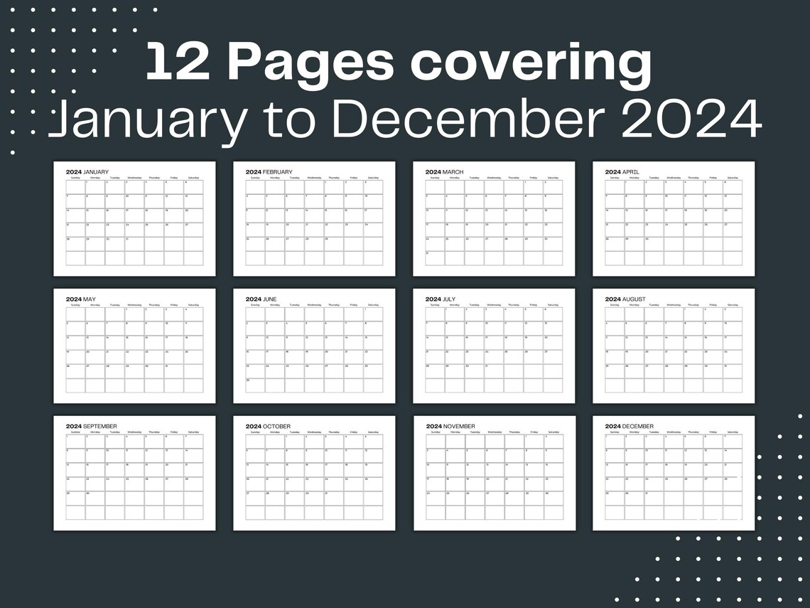 2024 Planner 2024 Printable Calendar 2024 Digital Planner 2024 Monthly ...