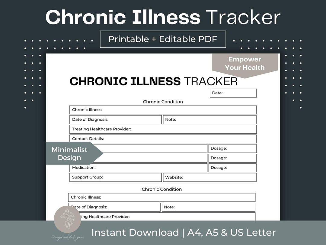 Chronic Illness Tracker Printable for Your Medical Binder Fillable PDF ...