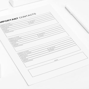 Quick Contacts & Important Contacts Printable Child Custody Planner ...