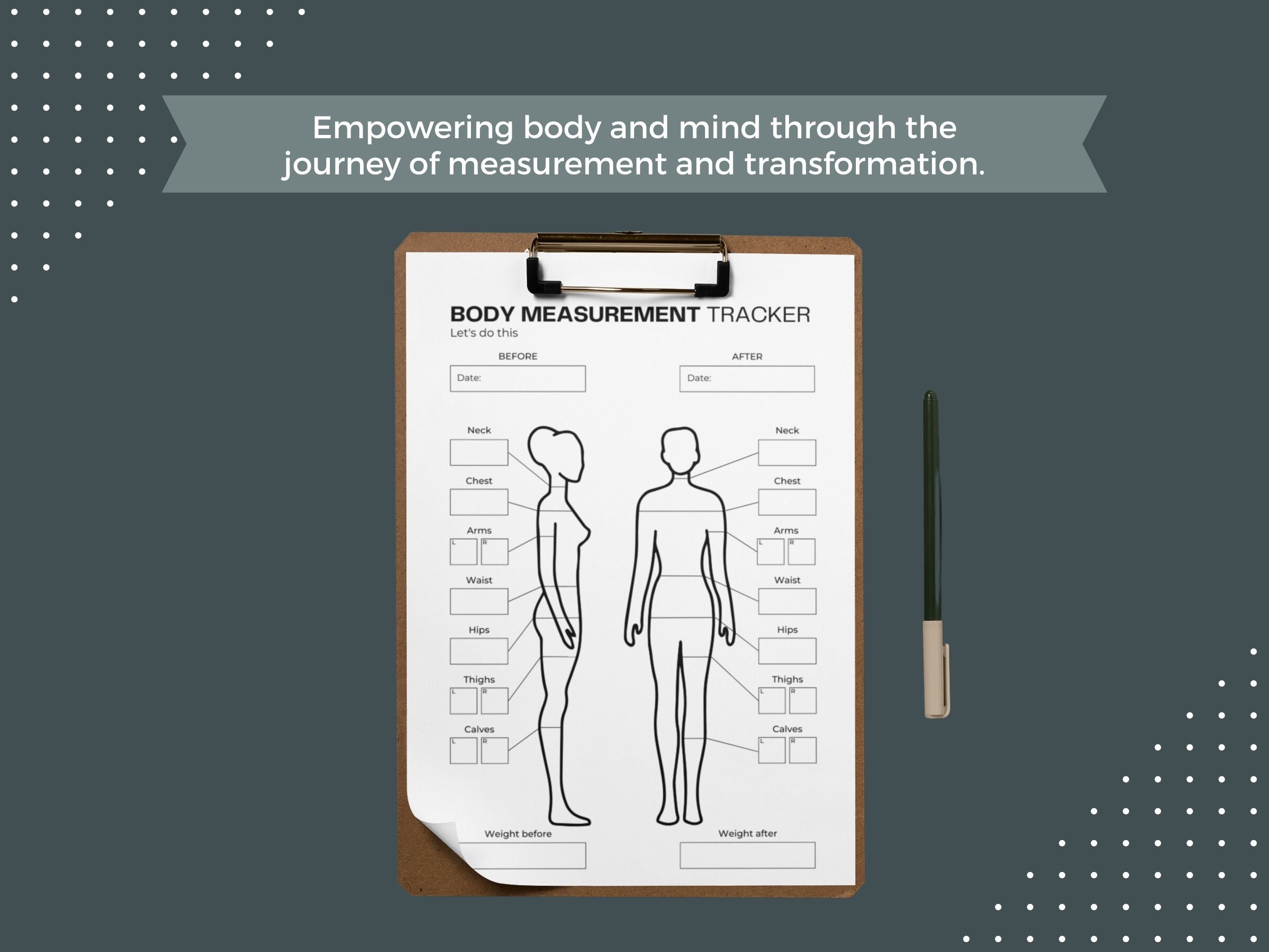 Body Measurement Tracker Printable Weight Loss Tracker Fillable PDF ...