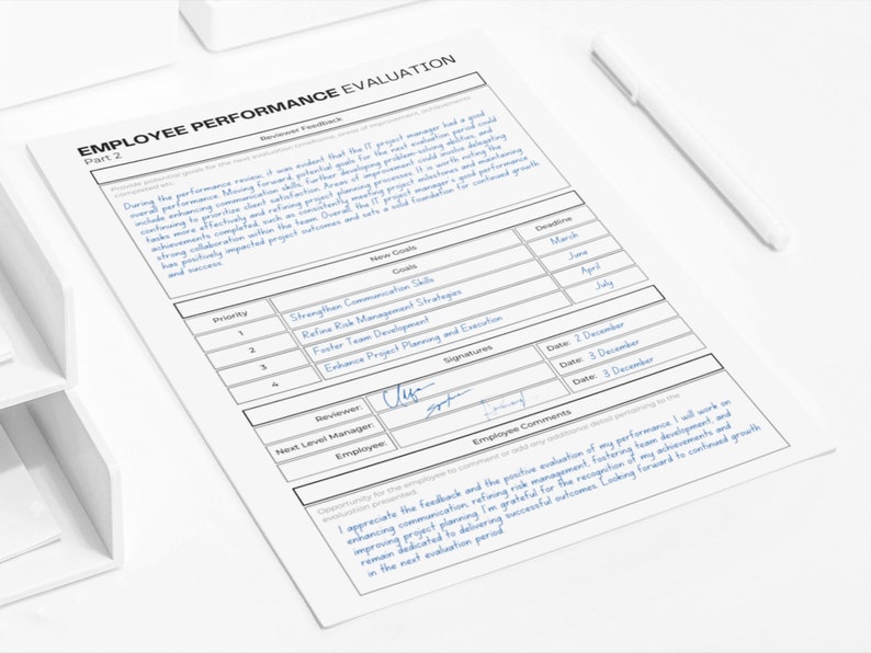 Employee Performance Evaluation Template (printable & Fillable PDF) - Etsy
