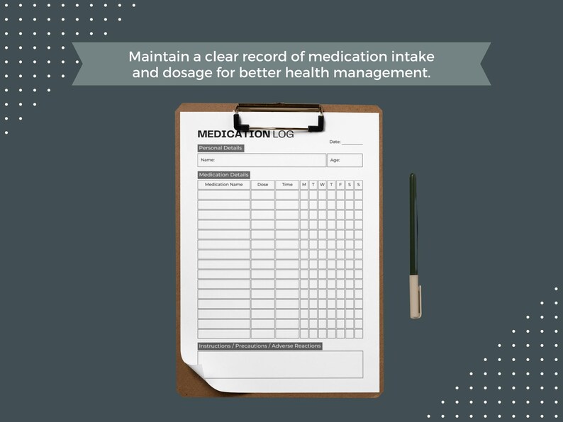 Medication Log Printable: Fillable PDF, Medicine Tracker (A4, A5 ...