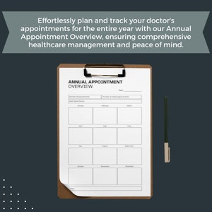 Annual Appointment Overview Printable Yearly Doctor Appointment Log Fillable PDF for Your ...