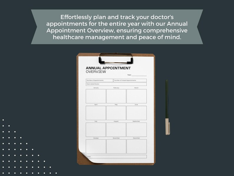 Annual Appointment Overview Printable Yearly Doctor Appointment Log Fillable PDF for Your ...