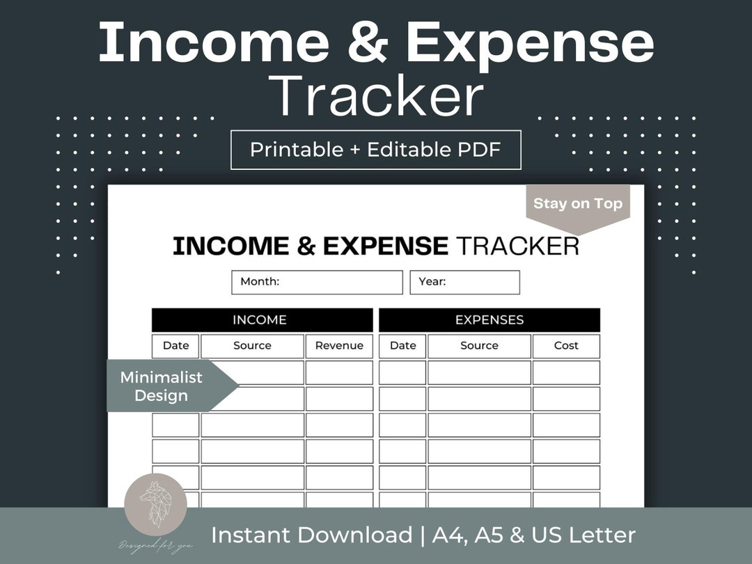 Income & Expense Tracker Printable, Small Business Bookkeeping ...