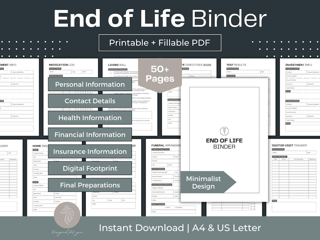 End of Life Planner After I'm Gone Planner Just in Case Binder ...