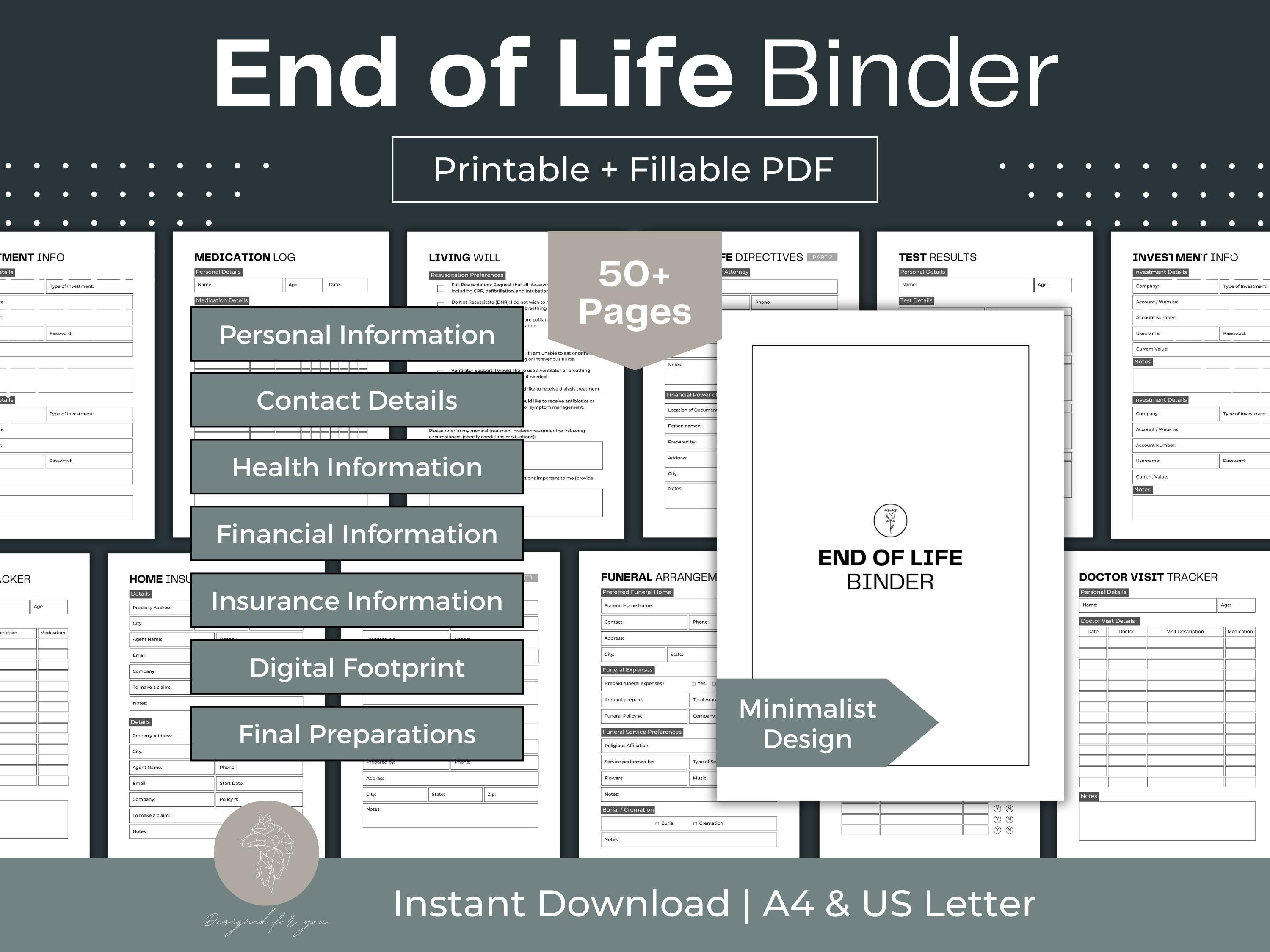 End of Life Planner After I'm Gone Planner Just in Case Binder ...