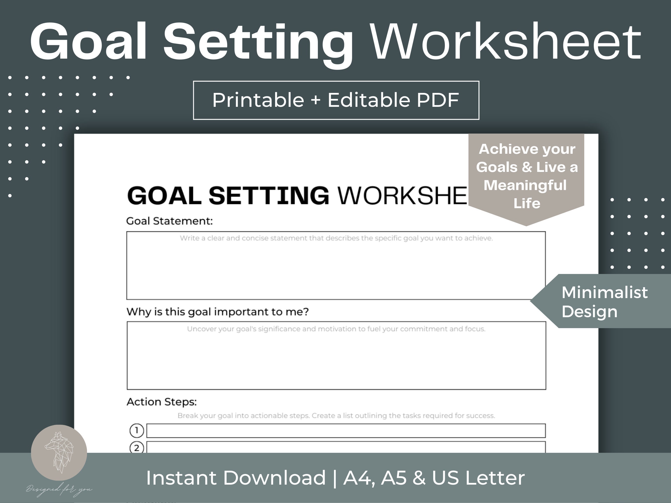 Goal Setting Worksheet Goal Planner Smart Goals Printable Goal - Etsy