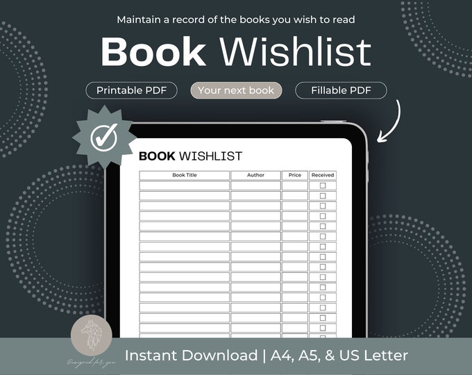 Digital Book Wishlist and Author Pages - Etsy Canada