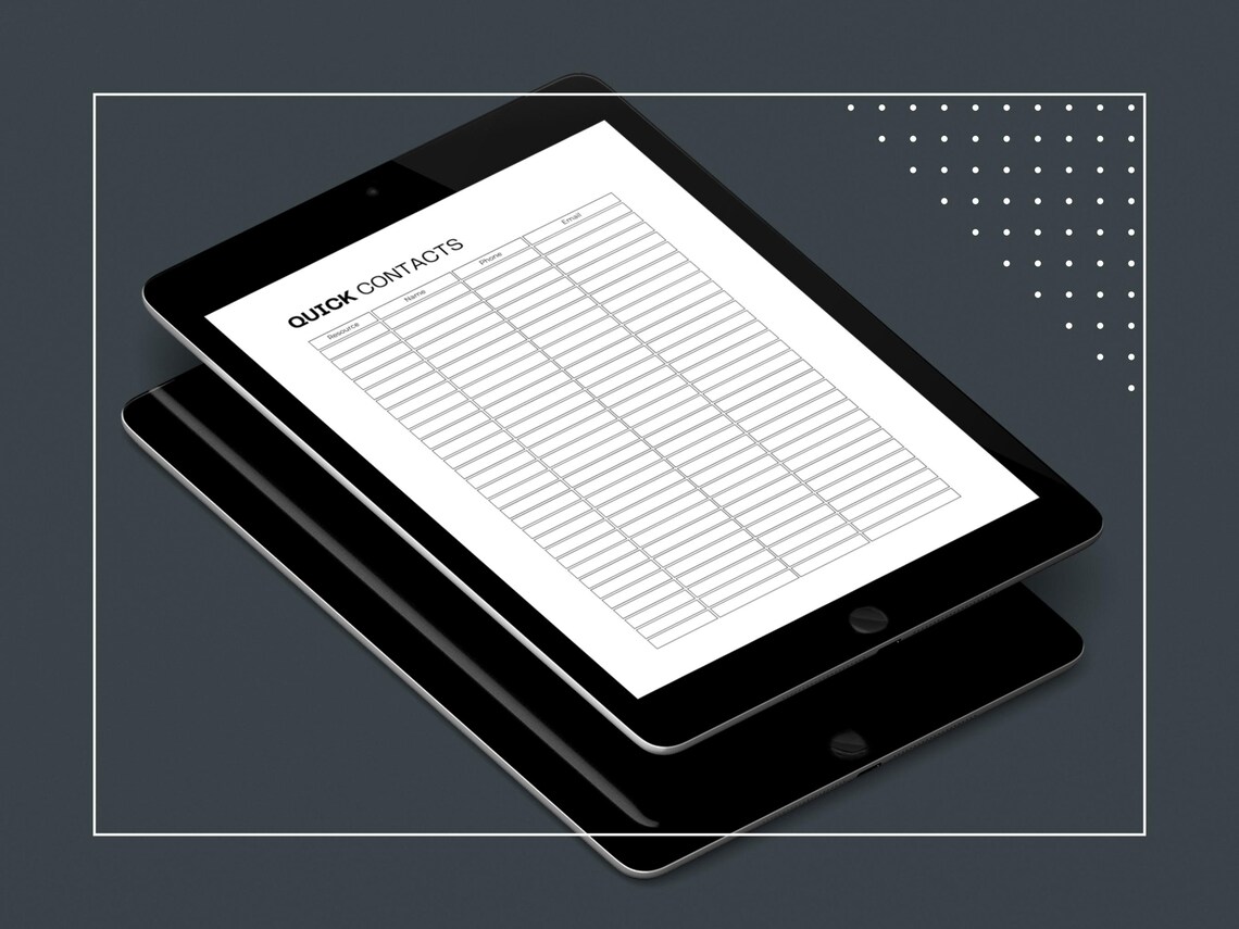 Quick Contacts & Important Contacts Printable Child Custody Planner ...