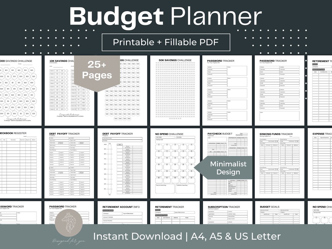 Budget Planner Printable, Personal Finance Planner, Finance Bundle ...