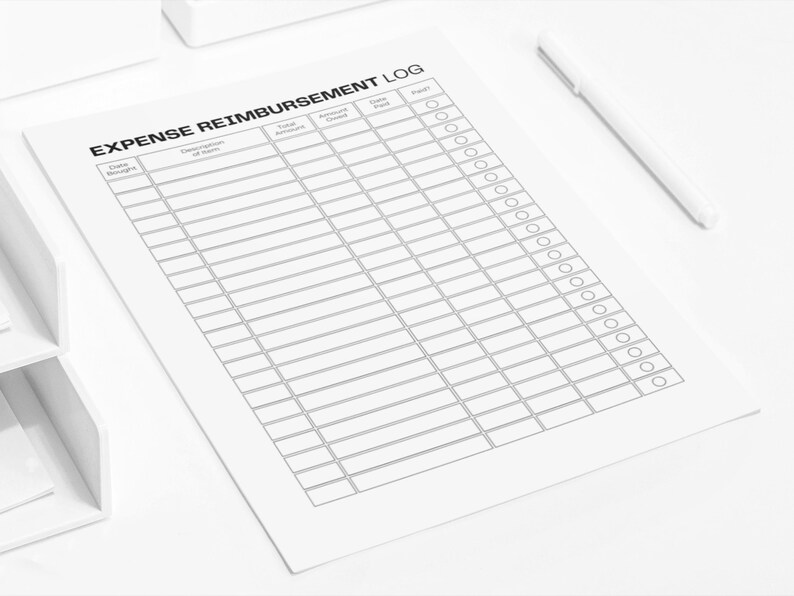 Expense Reimbursement Log Printable Child Custody Planner Fillable PDF ...
